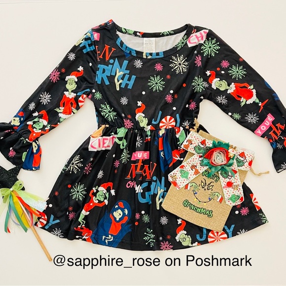 @sapphire_rose | Dresses | Grinch Baby Girls Christmas Party Dress ...